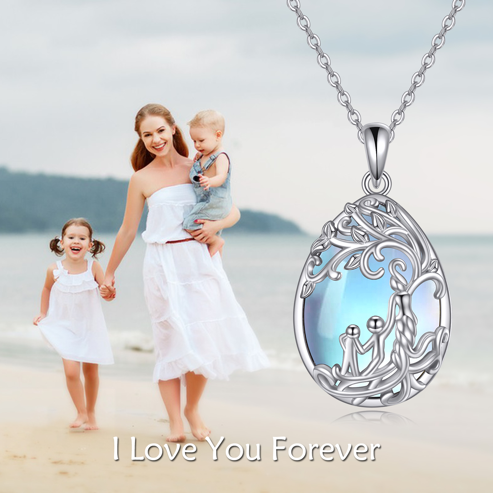 Sterling Silver Moonstone Tree of Life Mother Necklace Jewelry Gifts ...